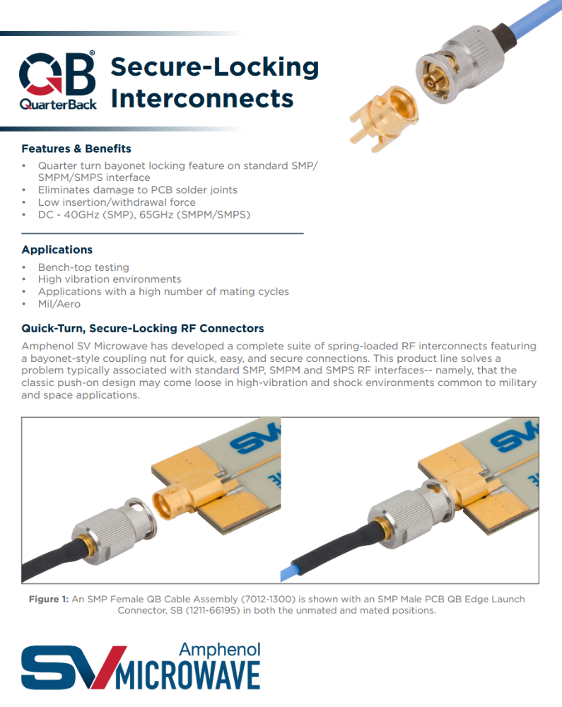 Secure Locking SMP, SMPM, And SMPS Interconnects | SV Microwave