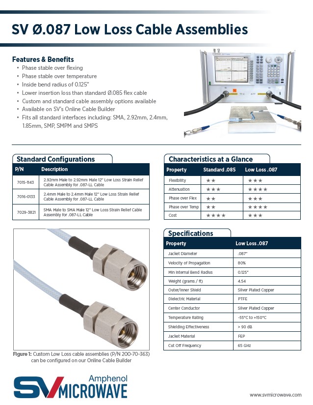 SV Ø.087 Low Loss Cable Assembly Application Note | SV Microwave
